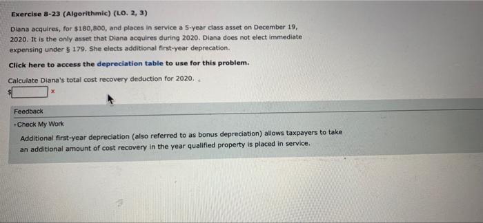 Solved Exercise 8-23 (Algorithmic) (LO. 2, 3) Diana | Chegg.com