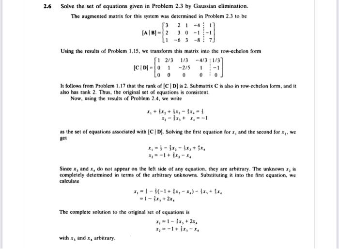 Solved 2.6 Solve the set of equations given in Problem 2.3 | Chegg.com