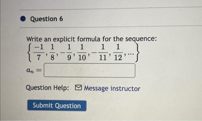 Solved Write an explicit formula for the sequence: | Chegg.com