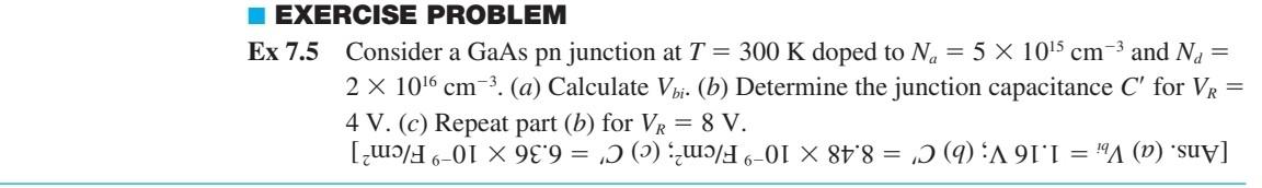 Solved EXERCISE PROBLEM Ex 7.5 Consider a GaAs pn junction | Chegg.com