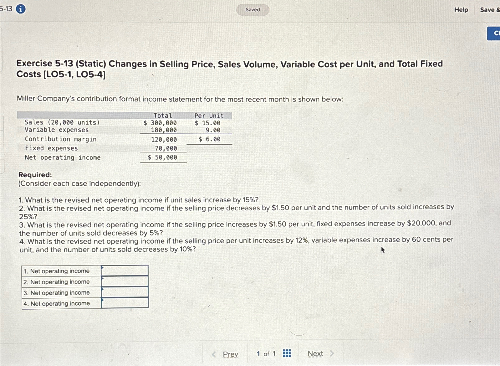 5-13 (i)HelpSave &Exercise 5-13 (Static) ﻿Changes in | Chegg.com