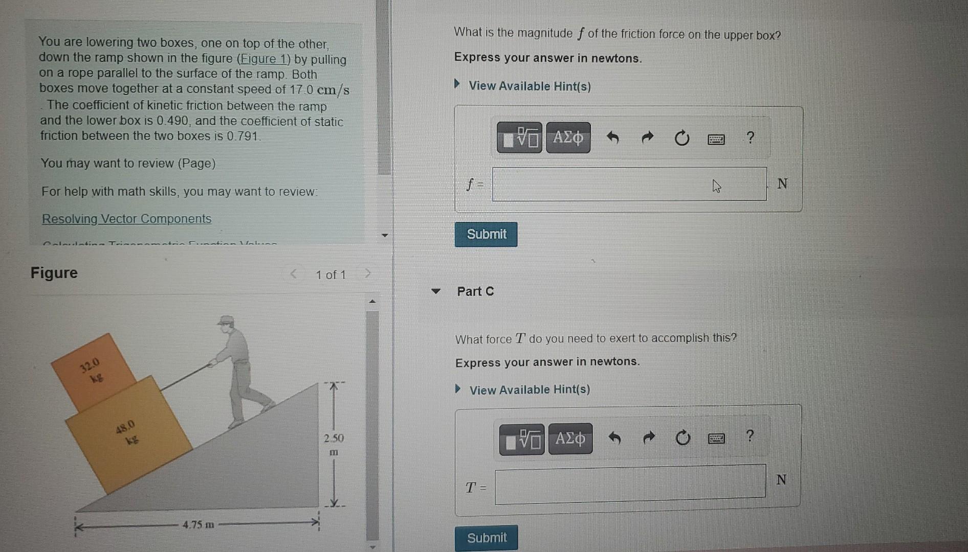 Solved You are lowering two boxes, one on top of the other, | Chegg.com