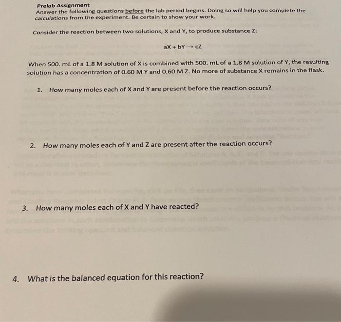 Solved Prelab Assignment Answer the following questions | Chegg.com