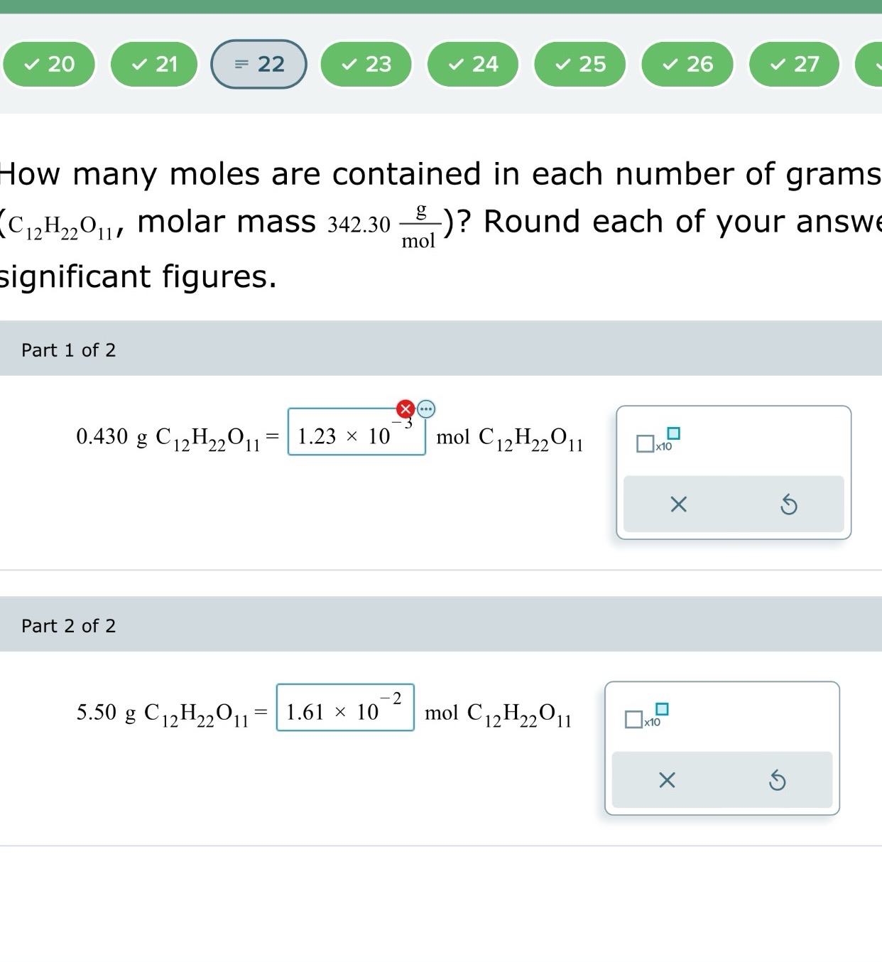 Solved How many moles are contained in each number of grams | Chegg.com