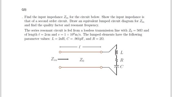 Solved Find the input impedance Zin for the circuit below. | Chegg.com