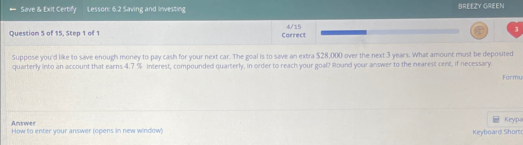 Solved larr Save & Exit CertifyLesson: 6.2 ﻿Saving and | Chegg.com