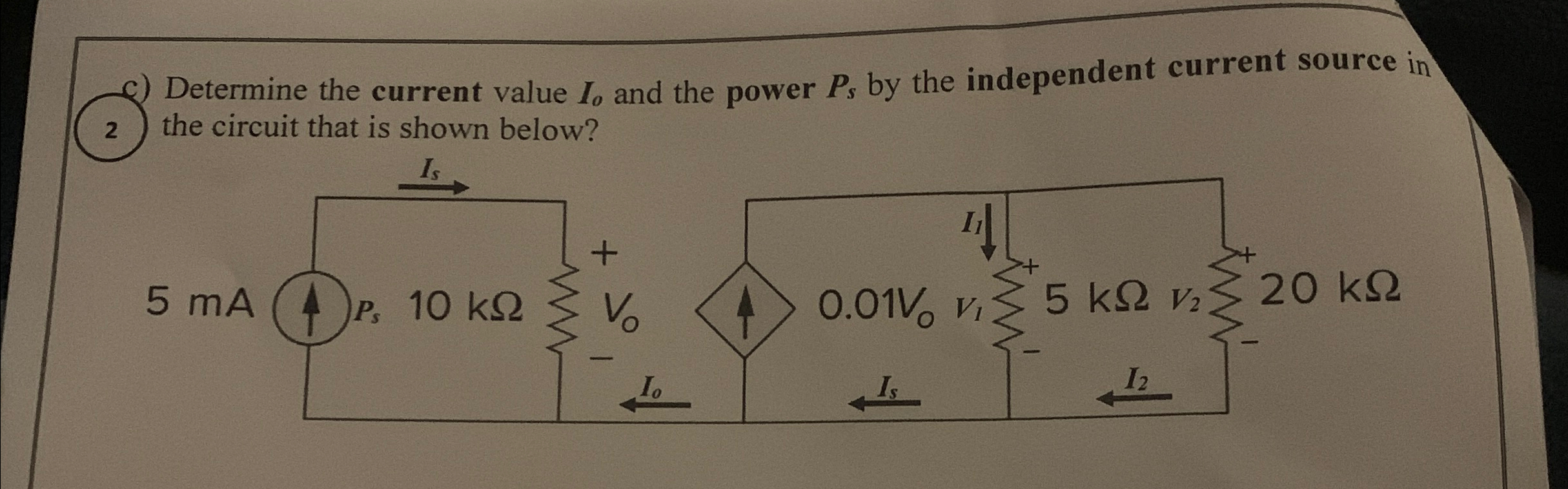Solved Determine the current value Io ﻿and the power Ps ﻿by | Chegg.com