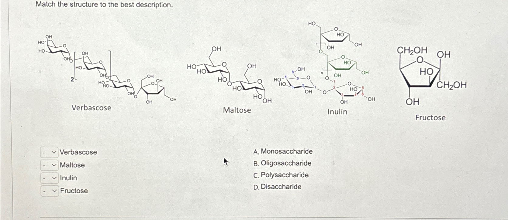 Solved Match the structure to the best | Chegg.com