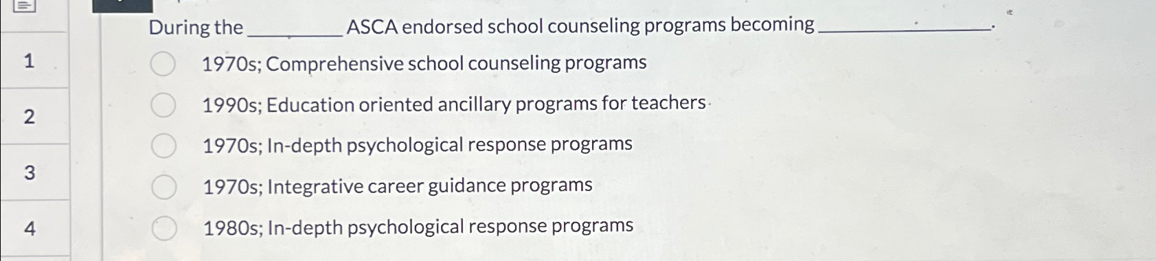 Solved During the q, ﻿ASCA endorsed school counseling | Chegg.com