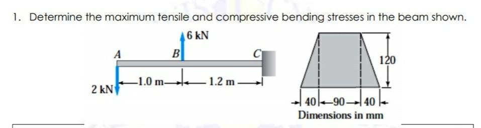 Solved 1. Determine the maximum tensile and compressive | Chegg.com