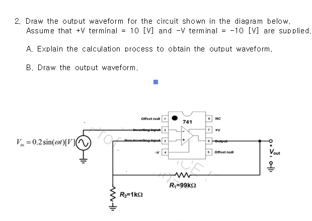 Solved Draw the output waveform for the circuit shown in the | Chegg.com