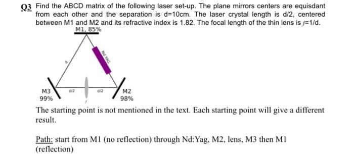 3 Find the ABCD matrix of the following laser set-up. | Chegg.com