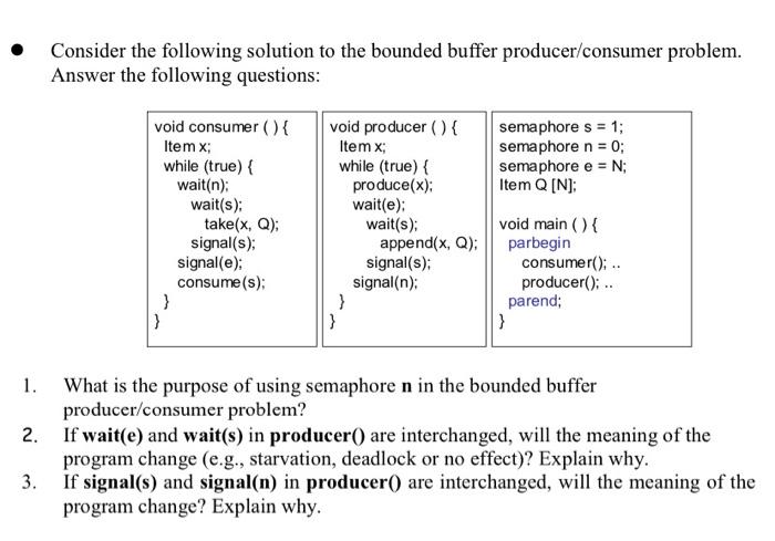 Solved Consider the following solution to the bounded buffer | Chegg.com