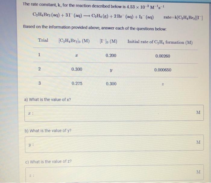 Solved The rate constant, k, for the reaction described | Chegg.com