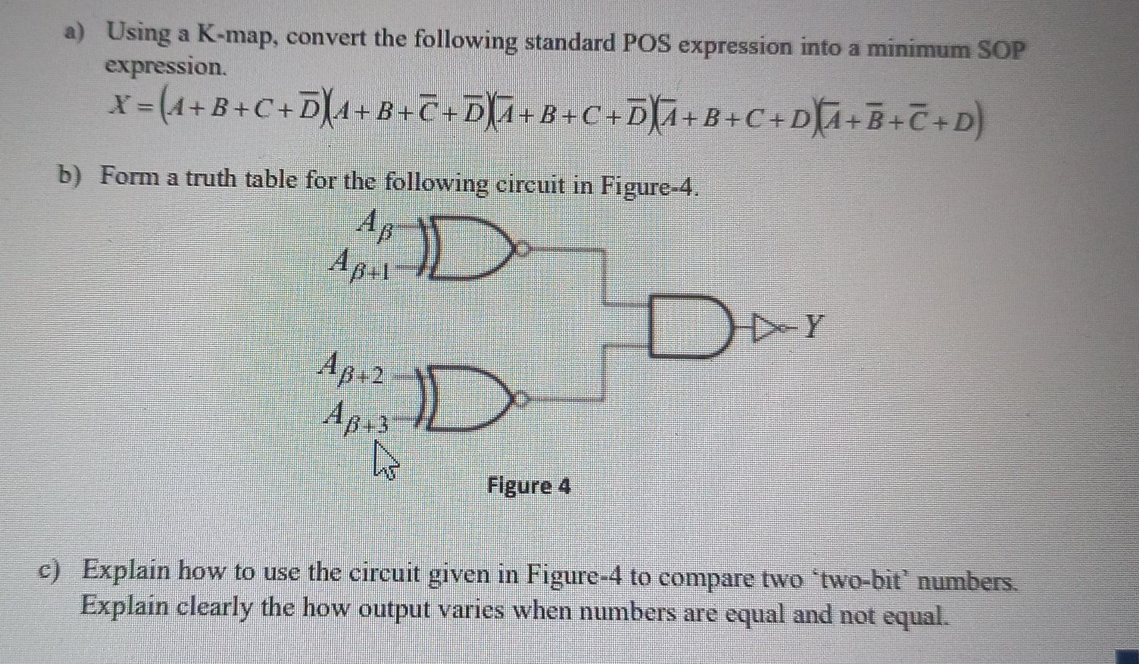 Solved a) Using a K-map, convert the following standard POS | Chegg.com