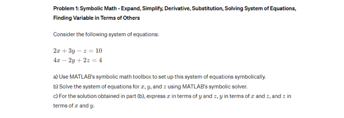 Problem 1: Symbolic Math - ﻿Expand, Simplify, | Chegg.com