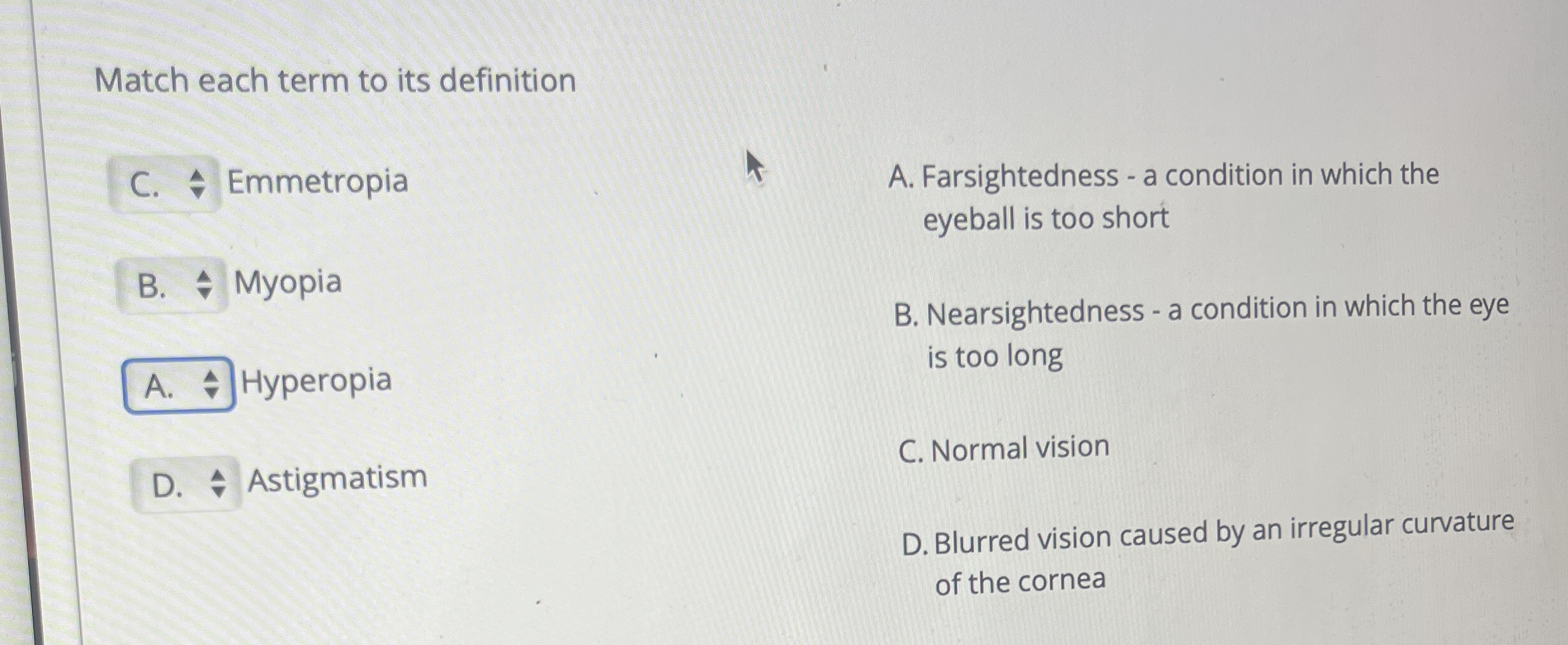 Solved Match each term to its | Chegg.com