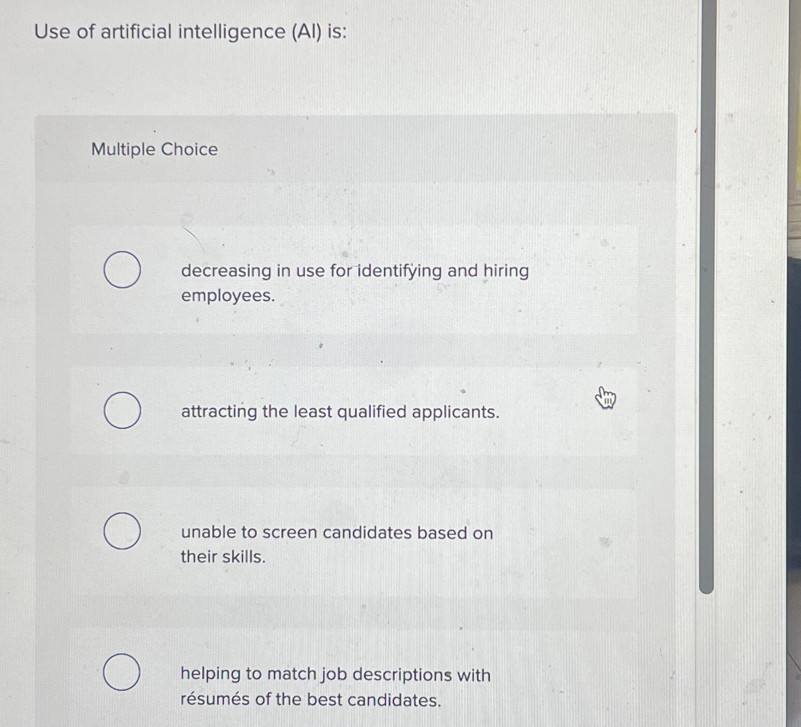 Solved Use of artificial intelligence (AI) ﻿is:Multiple | Chegg.com