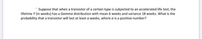 Solved Suppose That When A Transistor Of A Certain Type Is