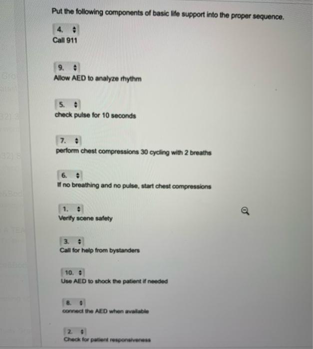 Solved Put the following components of basic life support | Chegg.com