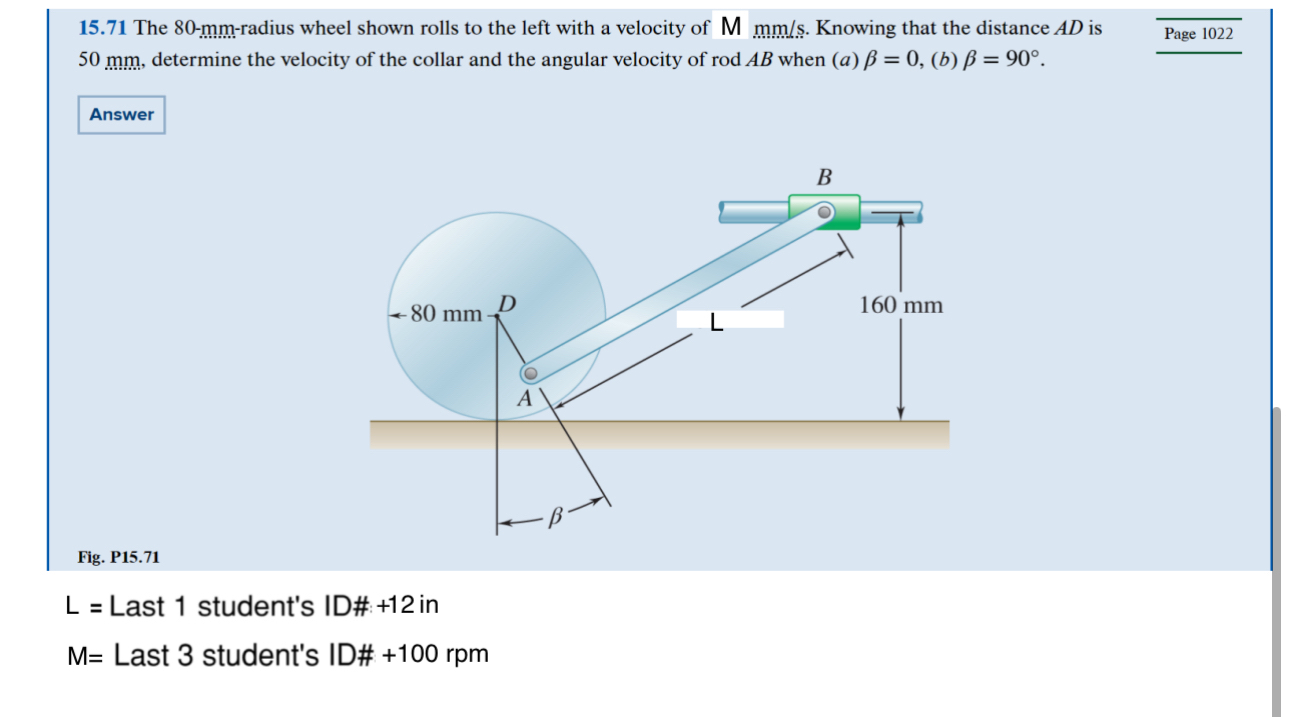 Solved 15.71 ﻿The 80-mm-radius wheel shown rolls to the left | Chegg.com