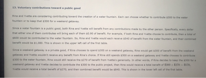 Solved 13. Voluntary contributions toward a public good Rina | Chegg.com