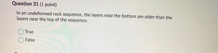 Solved Question 31 (1 point) In an undeformed rock sequence, | Chegg.com