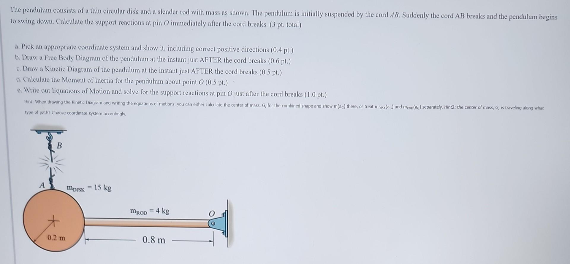 Solved The pendulum consists of a thin circular disk and a | Chegg.com