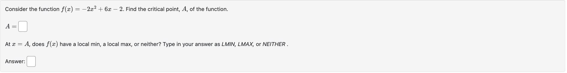 Solved Consider the function f(x)=-2x2+6x-2. ﻿Find the | Chegg.com