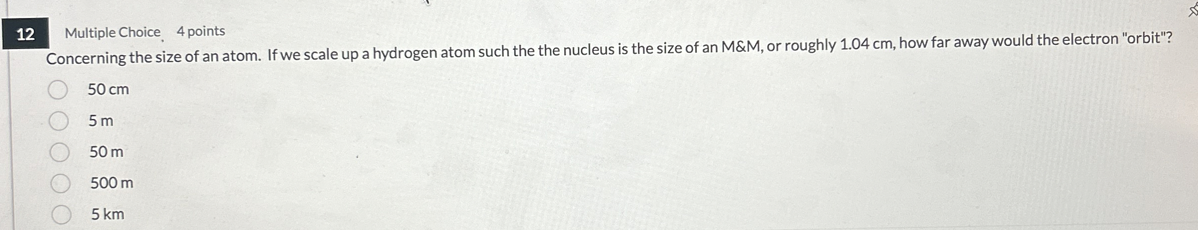 Solved 12Multiple Choice,4 ﻿pointsConcerning the size of an | Chegg.com