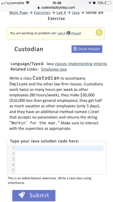 Solved Il Lycamobile 15:36 10 13% O • codestepbystep.com | Chegg.com