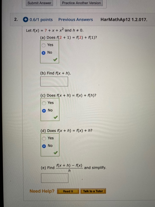 Solved Submit Answer Practice Another Version 2. + 0.6/1 | Chegg.com
