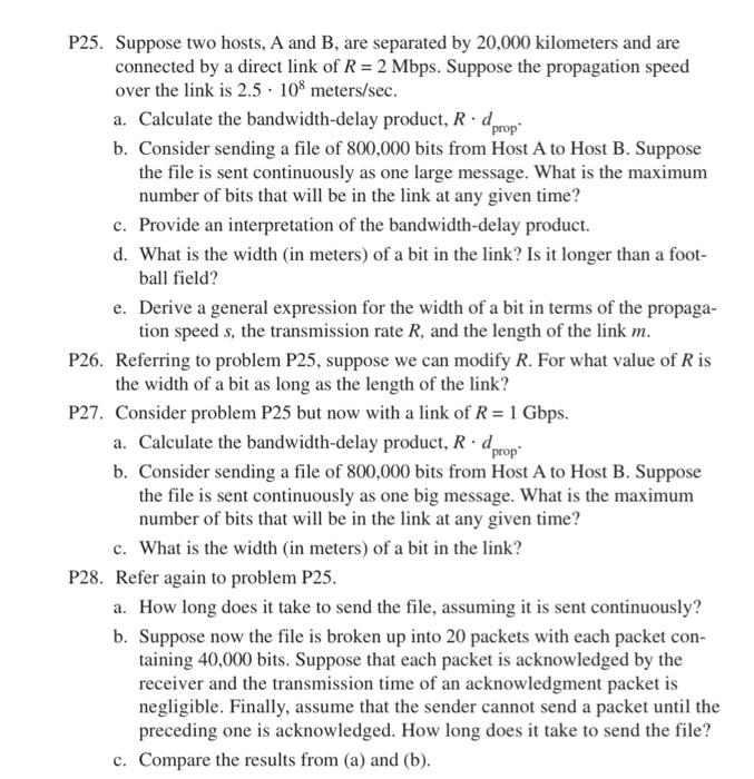 Solved P25. Suppose two hosts, A and B, are separated by | Chegg.com