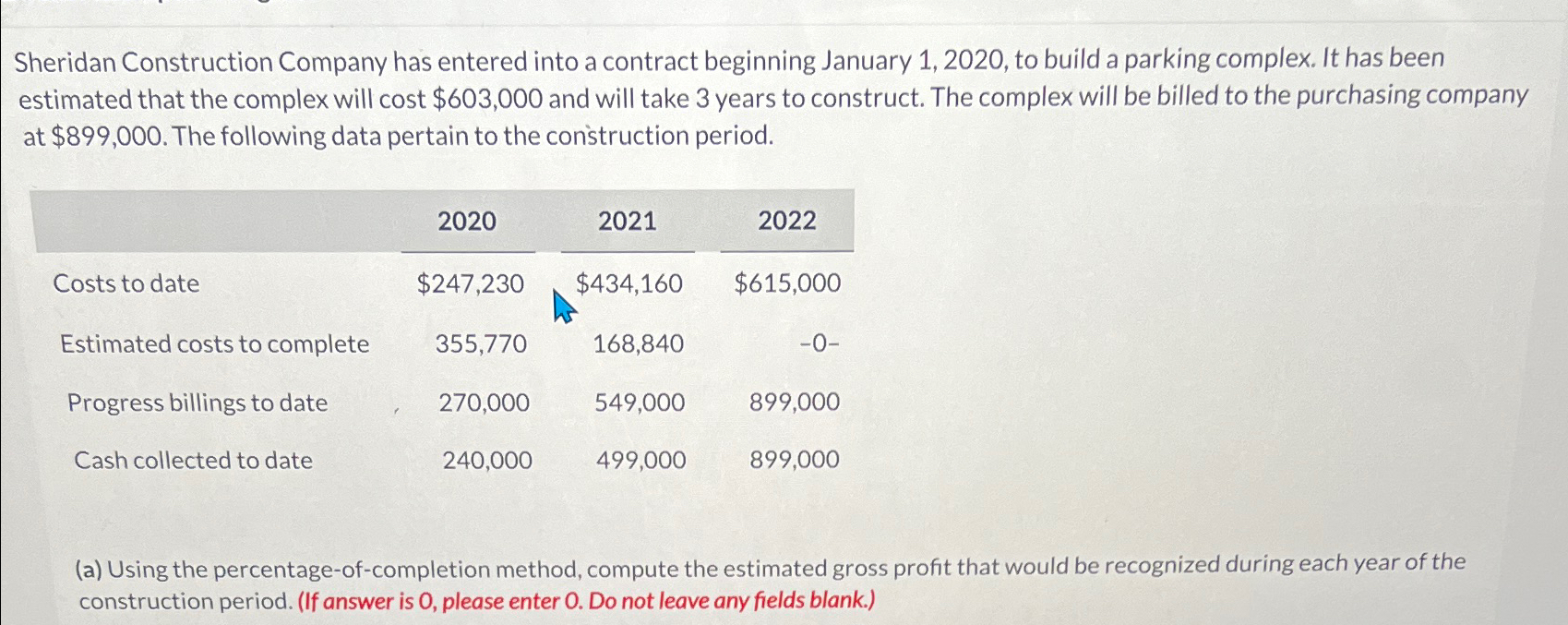 Solved Sheridan Construction Company has entered into a | Chegg.com