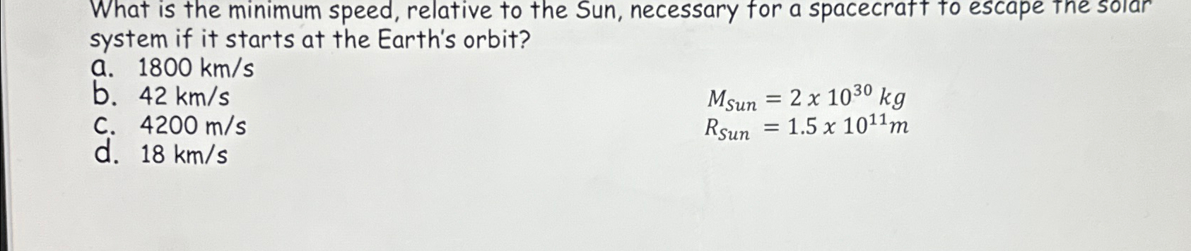 Solved What is the minimum speed, relative to the Sun, | Chegg.com