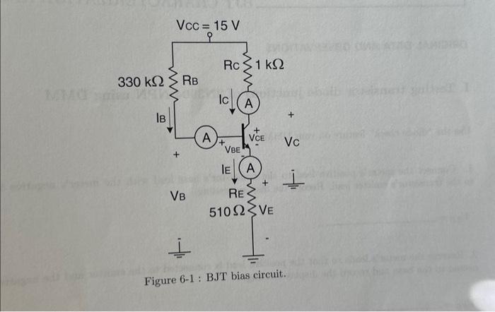 Solved Figure 6-1 : BJT bias circuit. | Chegg.com