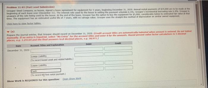 Solved Problem 21-01 (Part Level Submission) Grouper Steel | Chegg.com