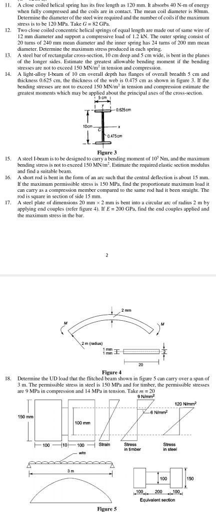 Solved 11. A close coiled helical spring has its free length | Chegg.com