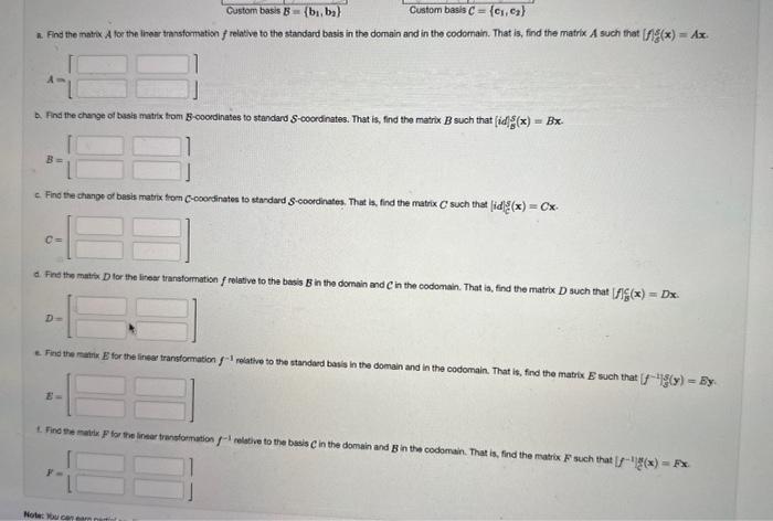 Solved te standard basis S={e1,c2} and two custom bases | Chegg.com