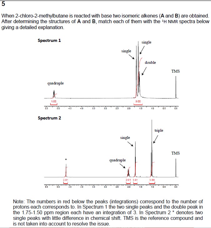 Solved 5When 2-chloro-2-methylbutane is reacted with base | Chegg.com