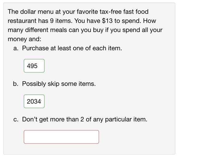 Solved The dollar menu at your favorite tax-free fast food | Chegg.com