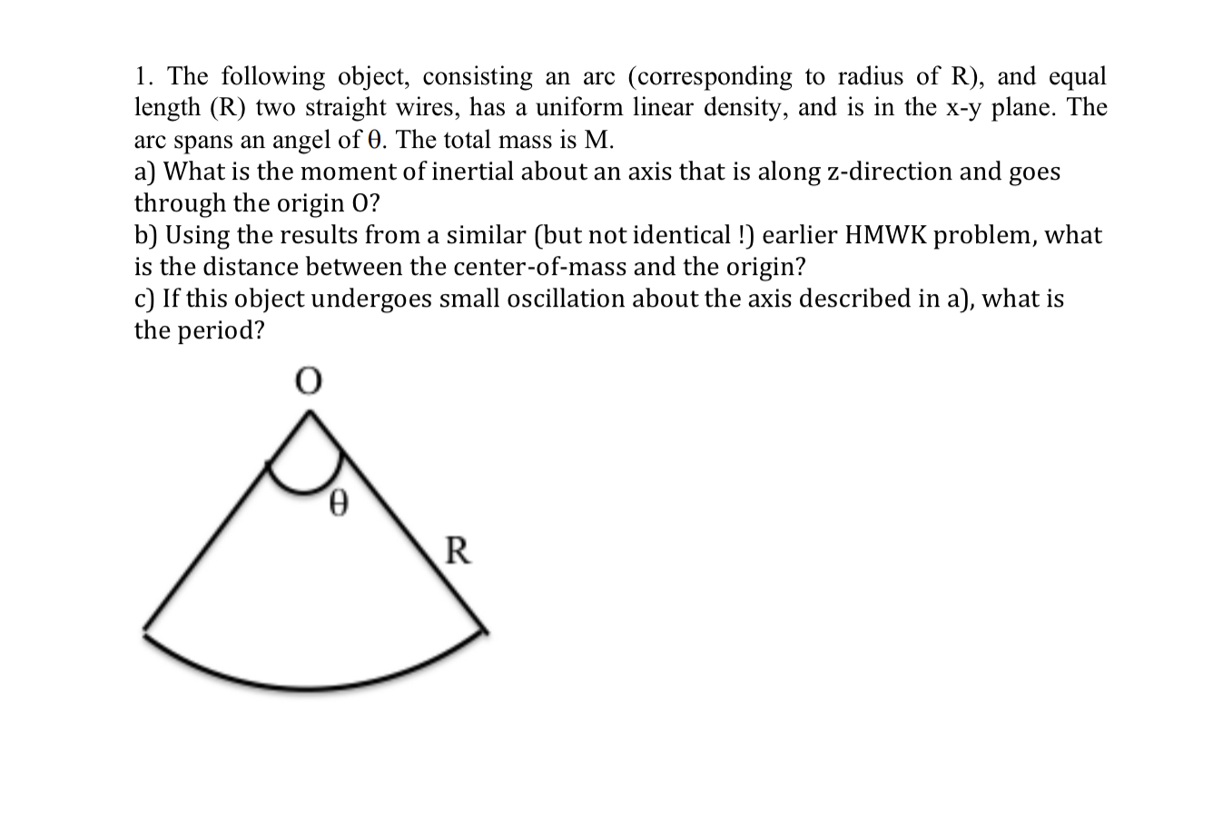 Solved The following object, consisting an arc | Chegg.com