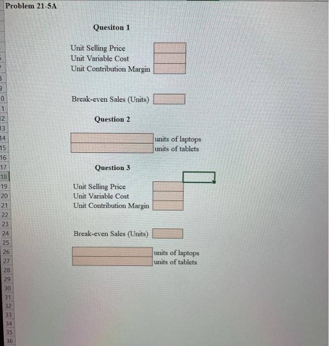 Solved PR 21-3A Break-even sales and cost-volume-profit | Chegg.com