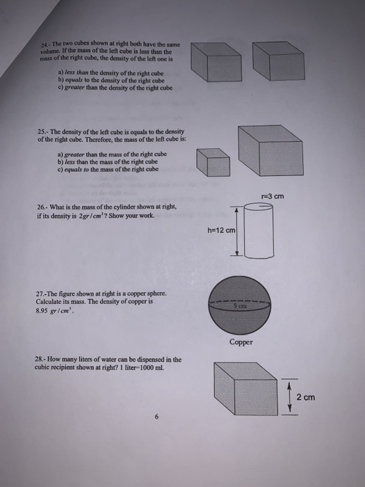 Solved 4. The two cubes shown at right both have the same | Chegg.com