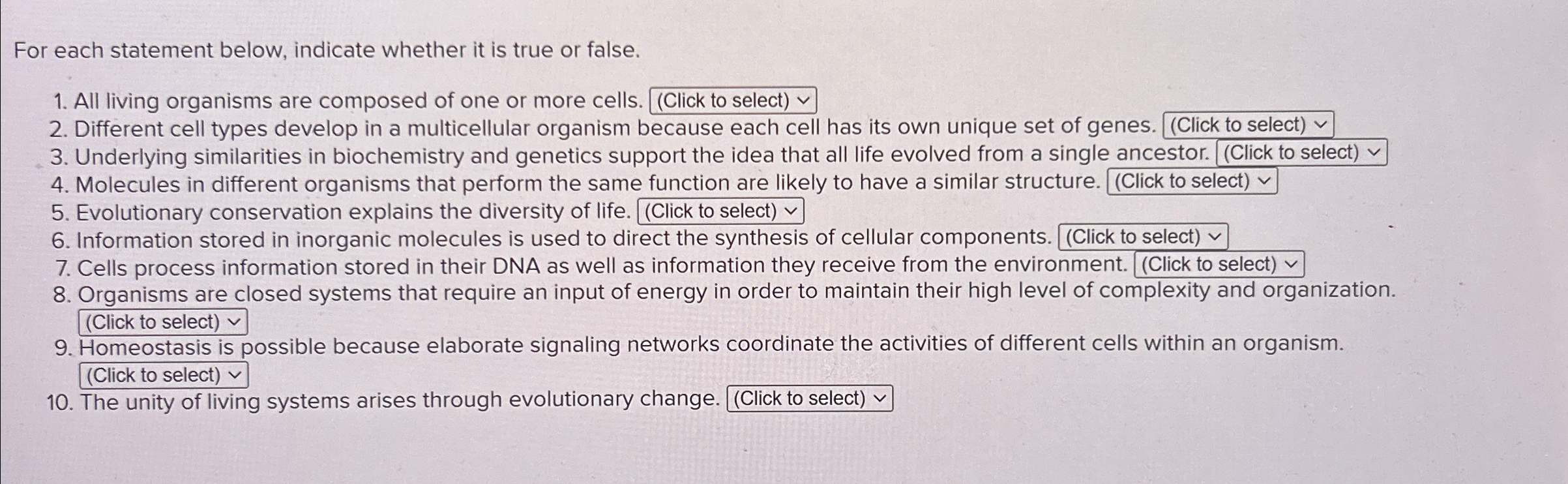Solved For each statement below, indicate whether it is true | Chegg.com