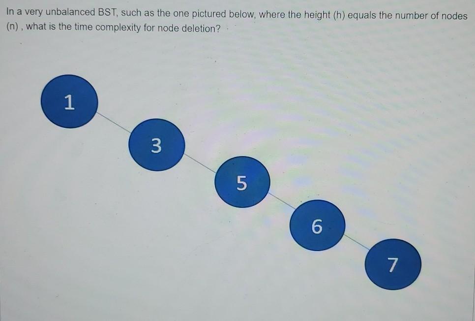 Solved In A Very Unbalanced Bst Such As The One Pictured 1867
