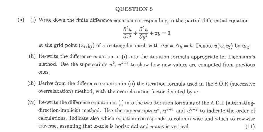 Solved (i) Write down the finite difference equation | Chegg.com