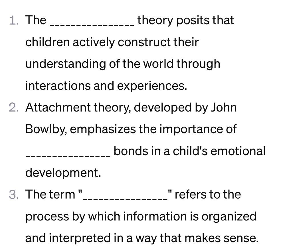 Solved 1. The theory posits that children actively construct | Chegg.com