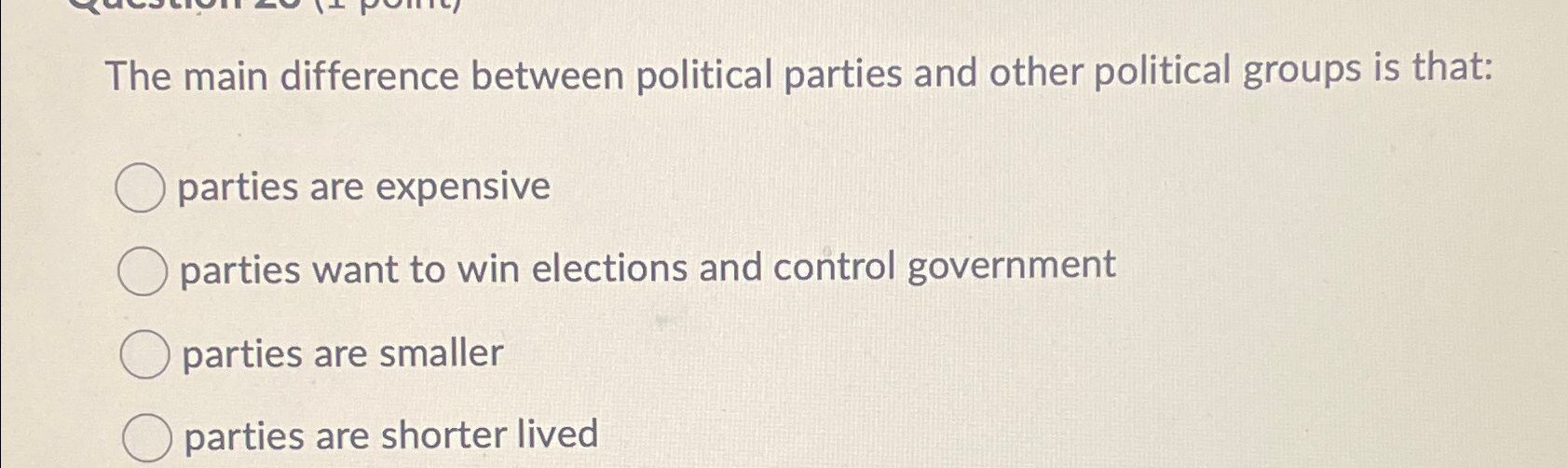 Solved The main difference between political parties and | Chegg.com