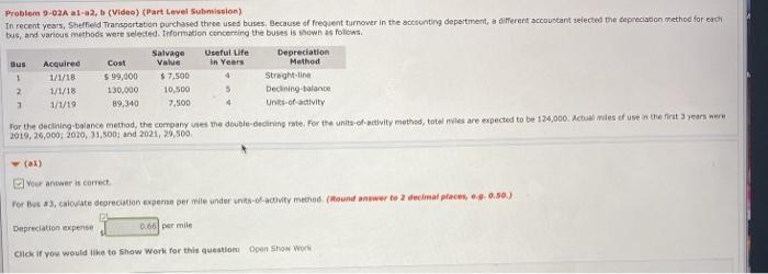 Solved Problem 9-02A al-2, (Video) (Part Level Submission) | Chegg.com